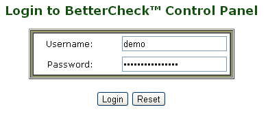 BetterCheck Demo Login